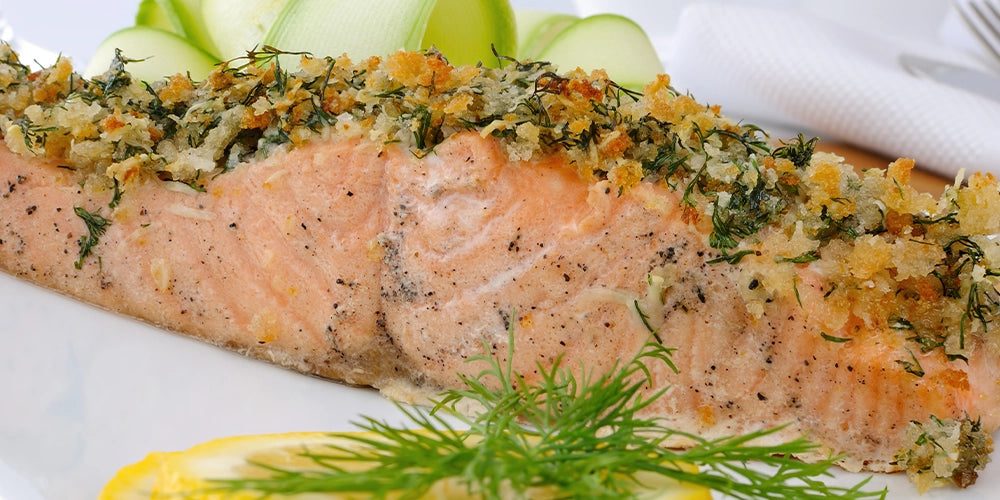 Trout fillet with garlic scape and hemp seed crust – TournevenT